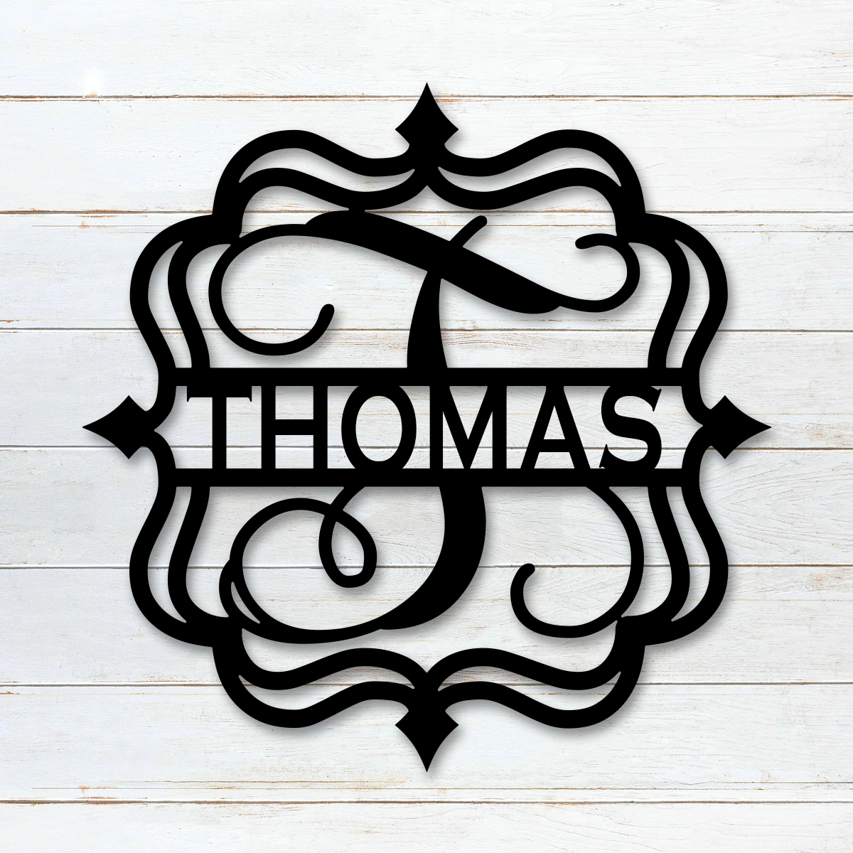 Framed Metal Monogram with Name UV Painted Black - 14" T - Walmart.com