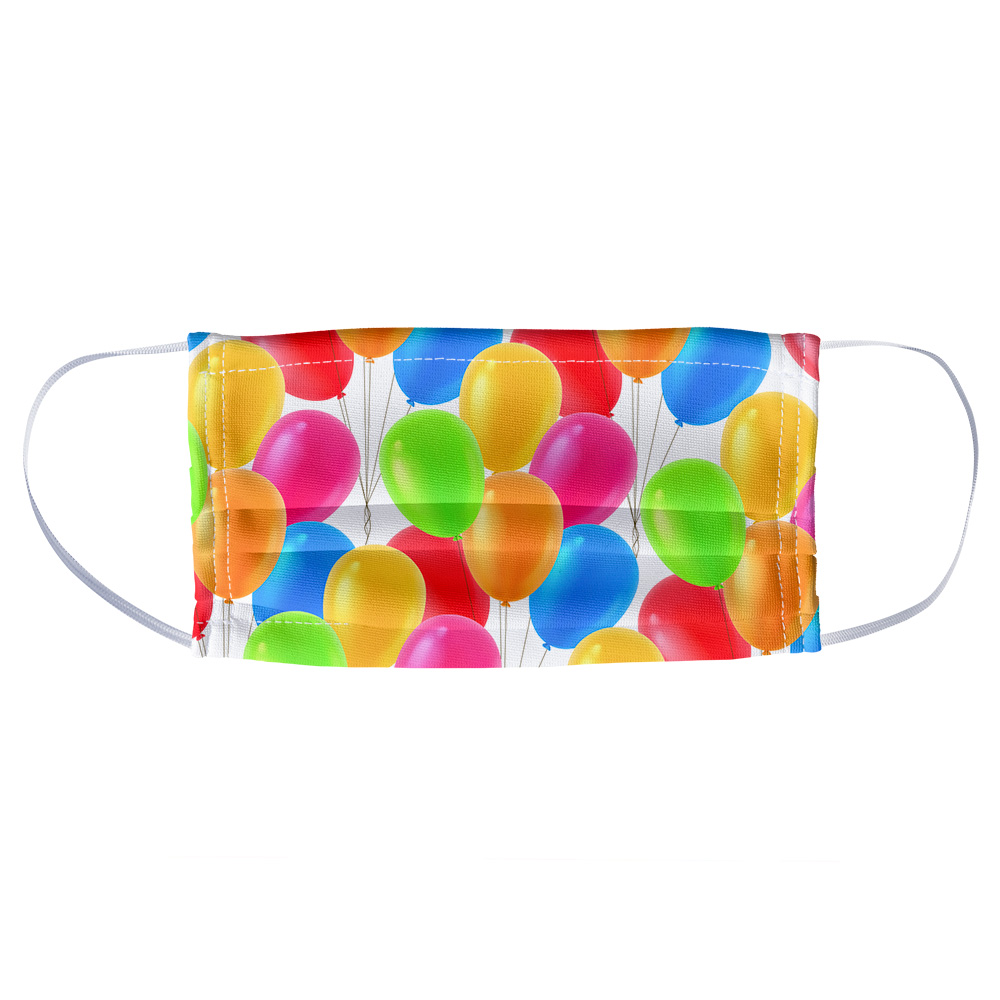 Happy Birthday Balloons Pattern 1-Ply Reusable Face Mask Covering ...