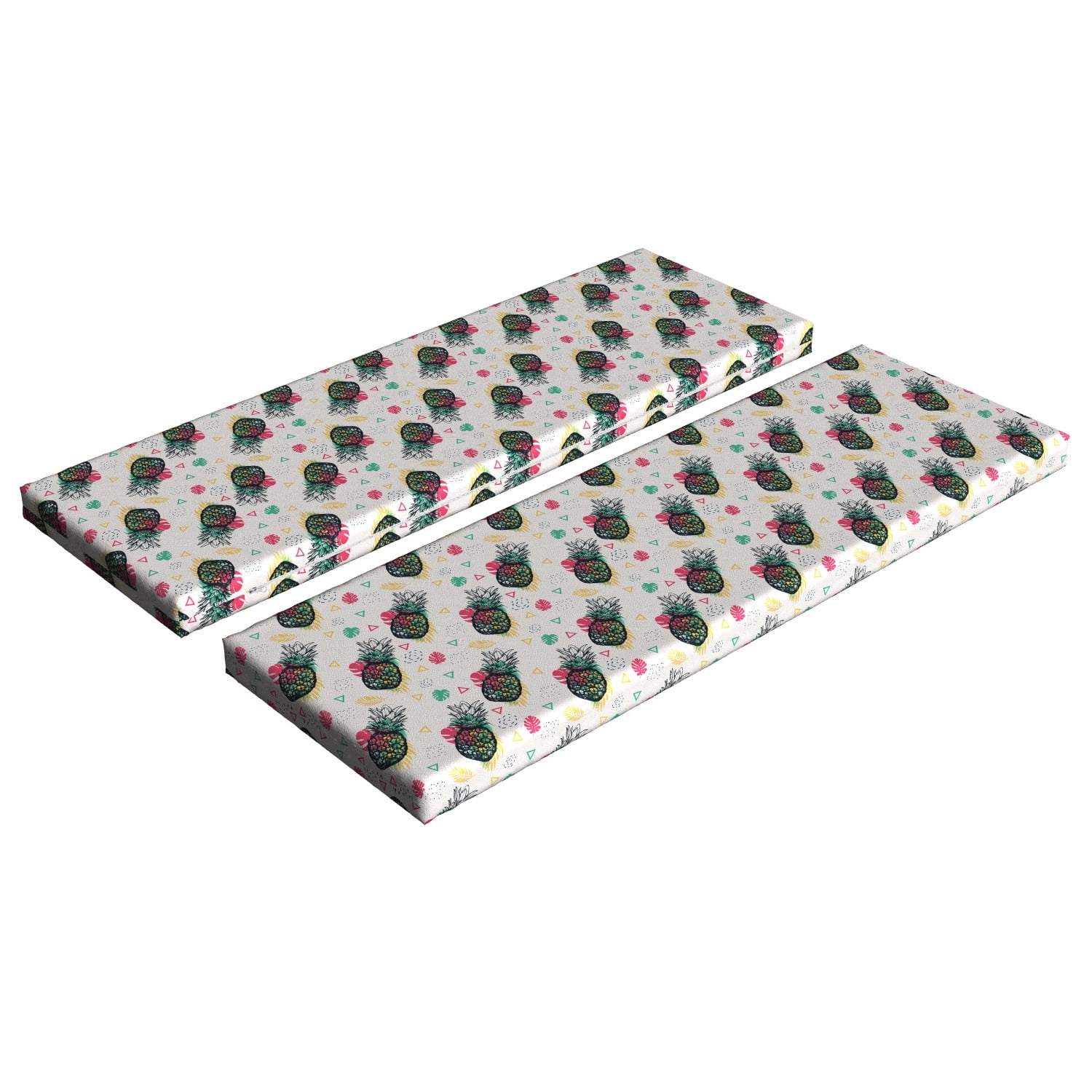 Pineapple Bench Cushion Set of 2, Hand Drawn Sketch Fruits with ...