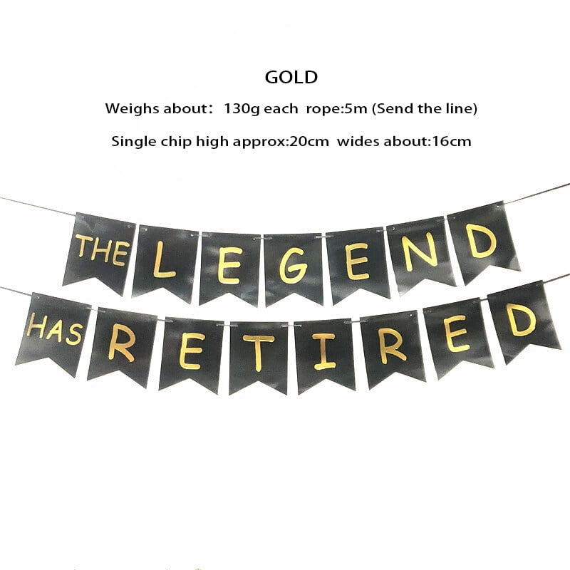 Retirement Party Decoration Black Gold Fishtail Banner HAPPY RETIREMENT ...