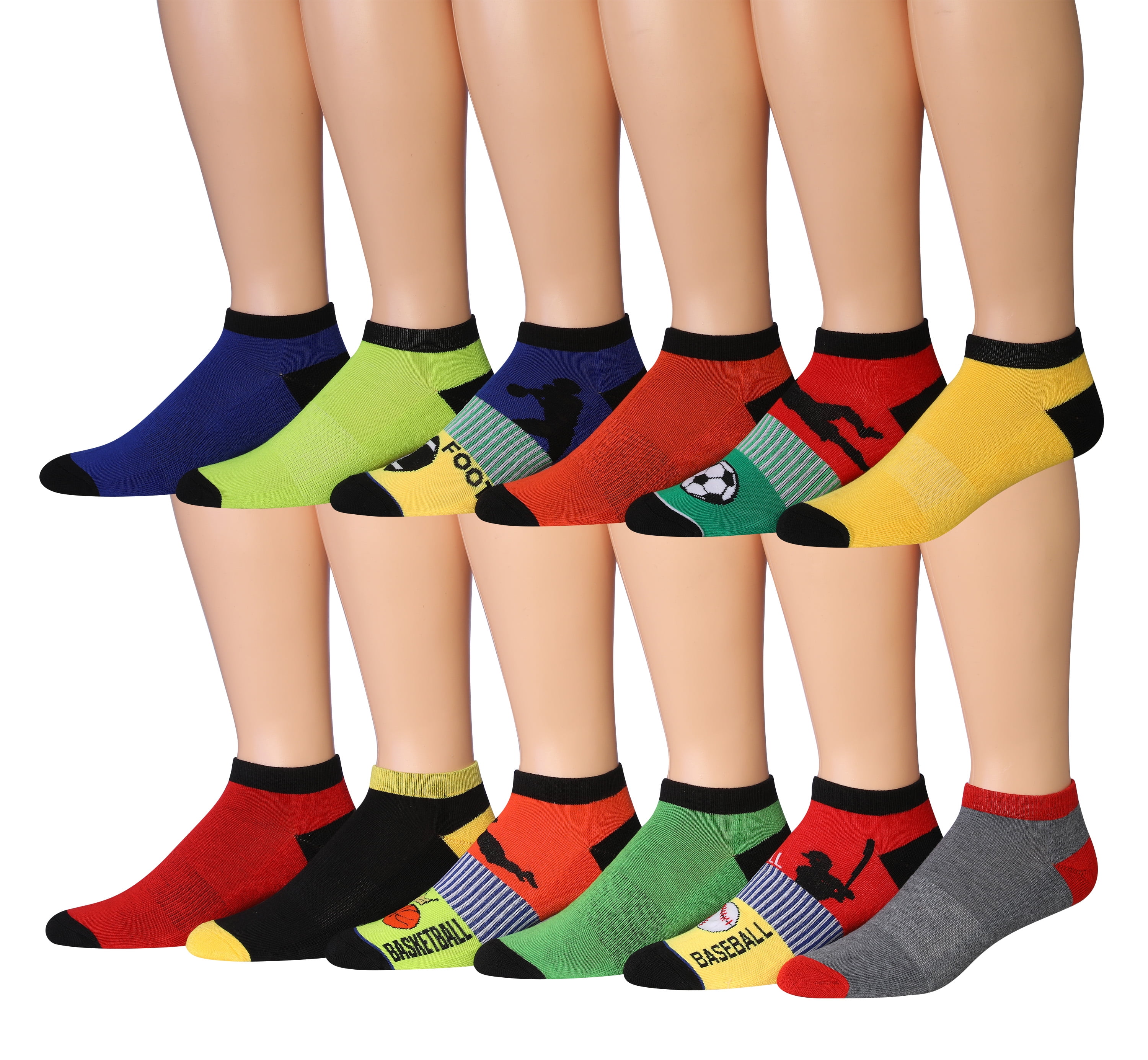 James Fiallo Men's 12-Pairs Performance Low Cut Athletic Sport Socks ...