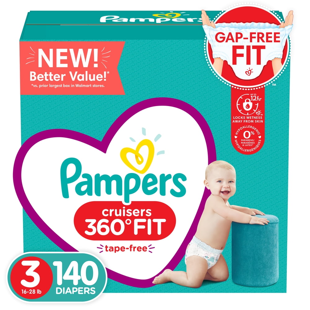 Pampers Cruisers 360 Fit Diapers, Active Comfort, Size 3, 140 Ct ...