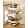 3 Tier Rolling Cart, Metal Utility Cart with Wheels and Handle, Rolling ...