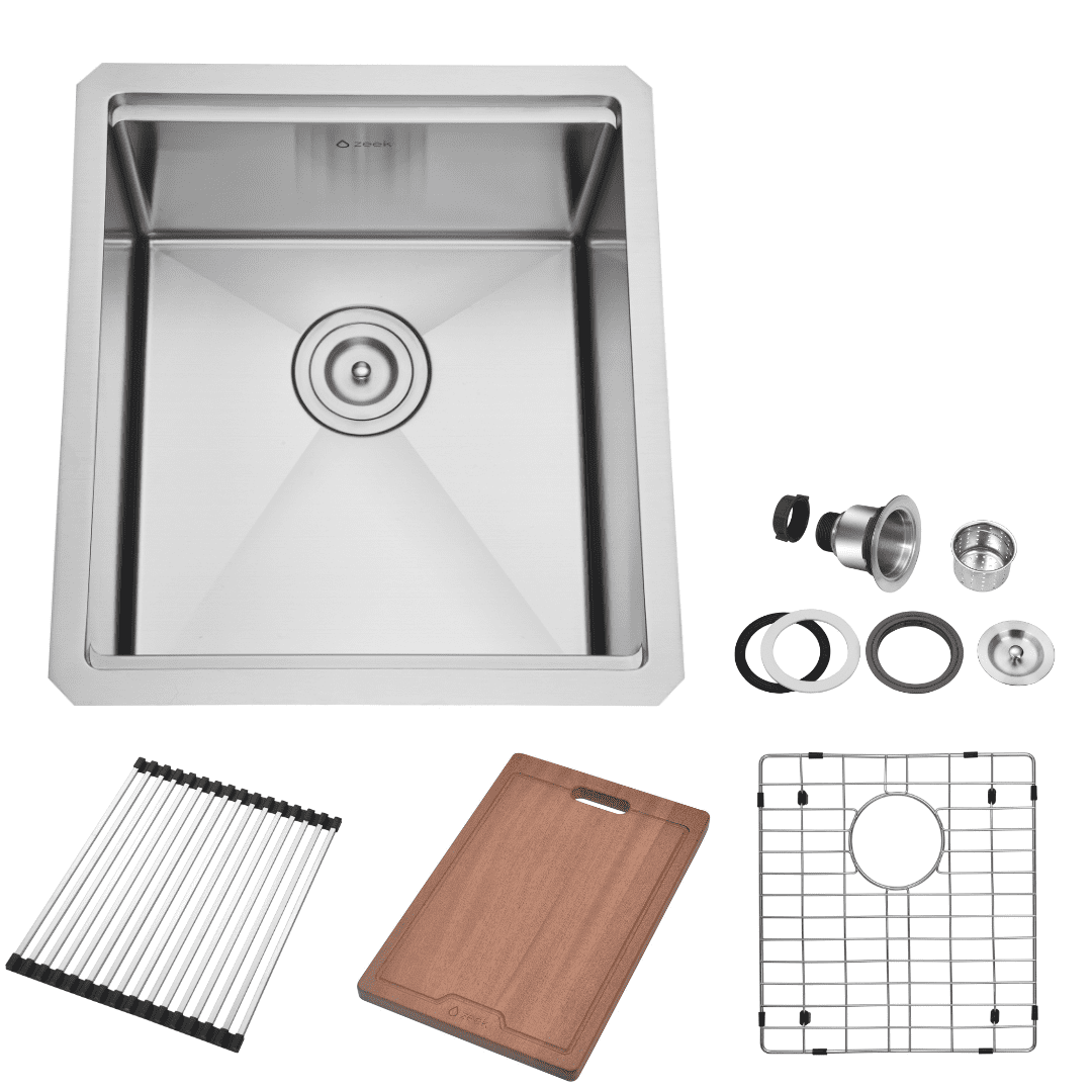 Zeek 17 x 19 Inch Undermount / Drop-In Workstation Sink for Small ...