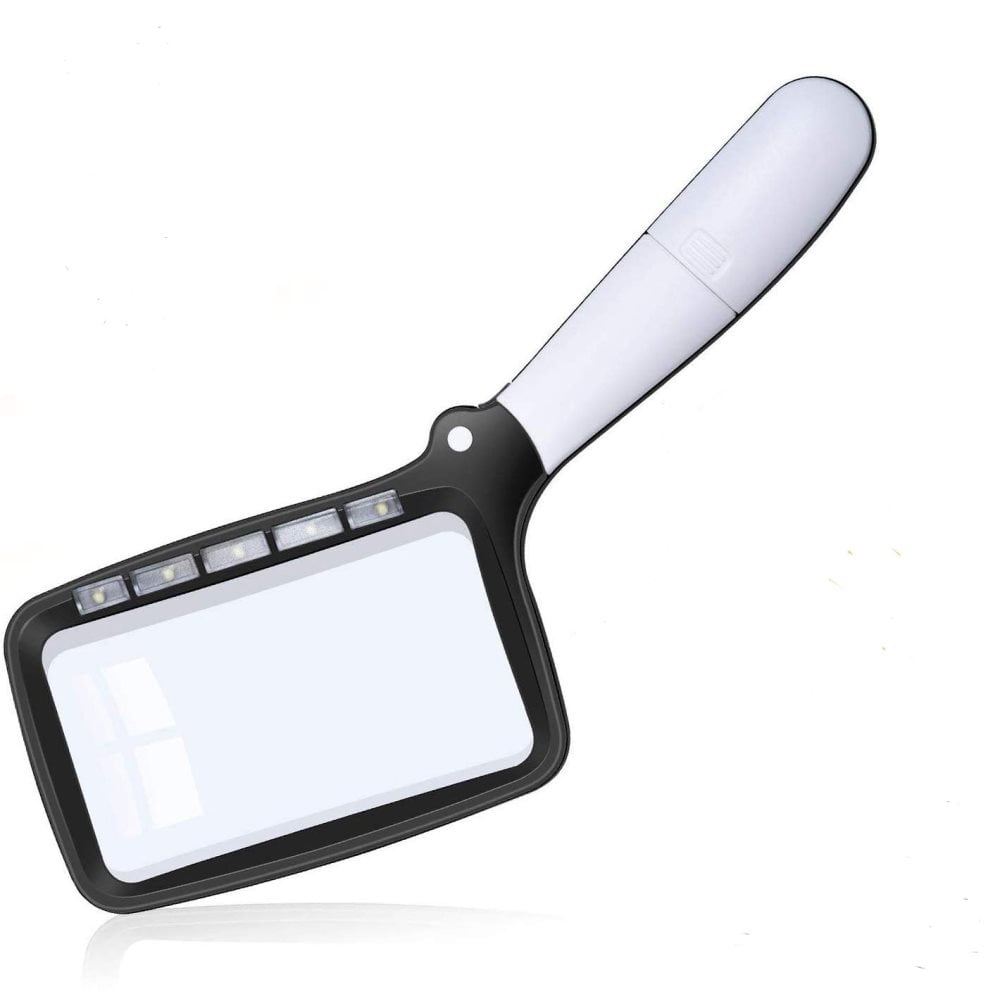 Magnifying Glass with Light, Folding Handle, 5 Bright LED Magnifier, 2X ...