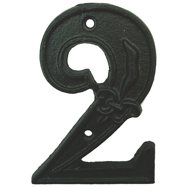 Lulu Decor, Cast Iron House Number 2 Vintage Black Finish with Fleur De ...