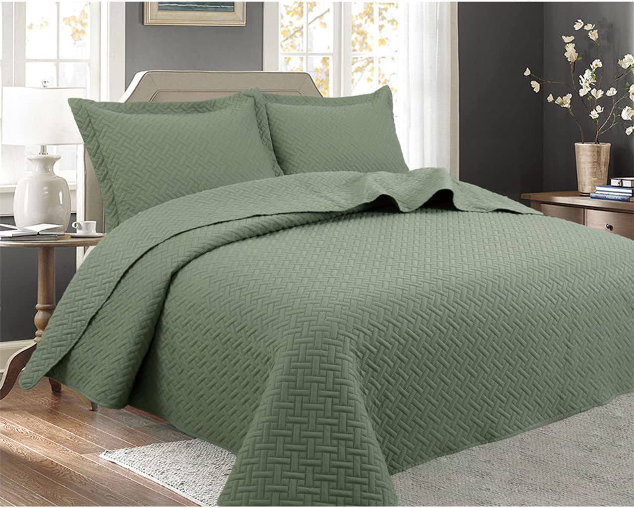 Legacy Decor 3 PCS Squared Stitched Pinsonic Reversible All Season ...