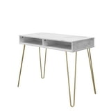 Novogratz Athena Computer Desk with Storage, White Marble - Walmart.com