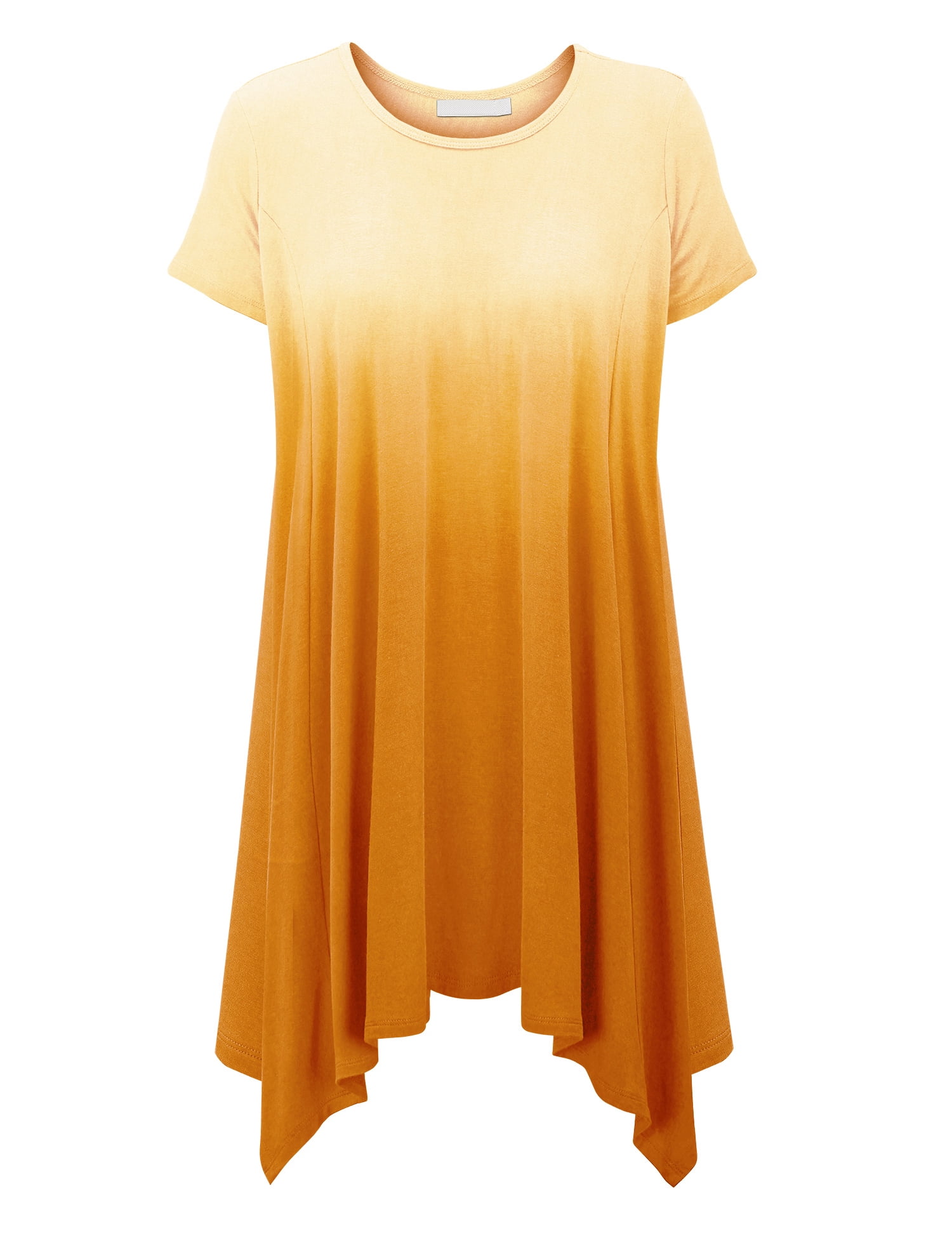 WT1478 Womens Ombre Short Sleeve Oversized Side Panel Tunic Top L ...