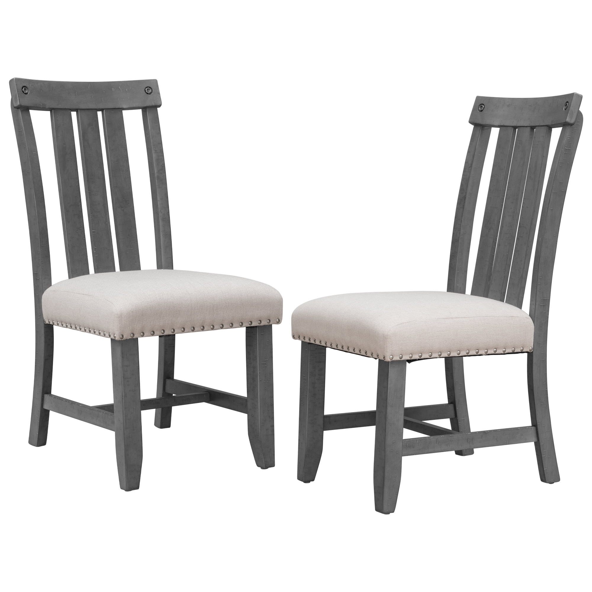 Set of 2 Industrial Style Upholstered Fabric Upholstered Dining Chairs ...