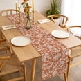 Burnt Orange Flower Dining Table Runner, Pastoral White Plant Petal ...