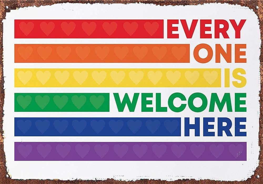 Vintage Metal Signs Rainbow Everyone is Welcome Here Wall Print ...