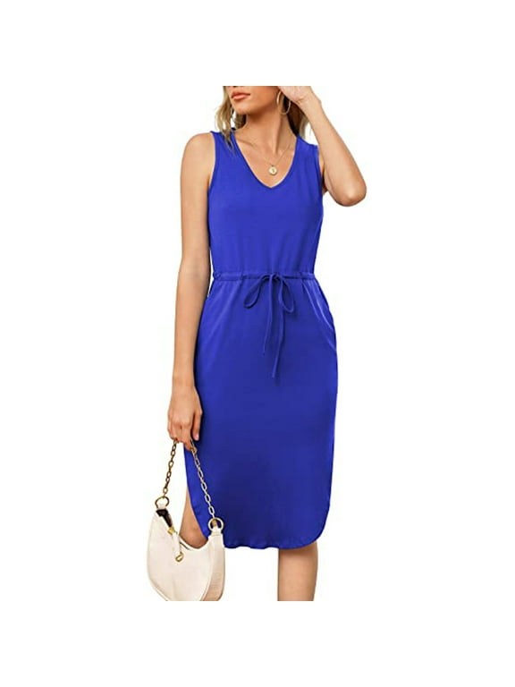 YOTAMI Summer Dresses for Women Clearance Plus Size Sleeveless Cotton ...