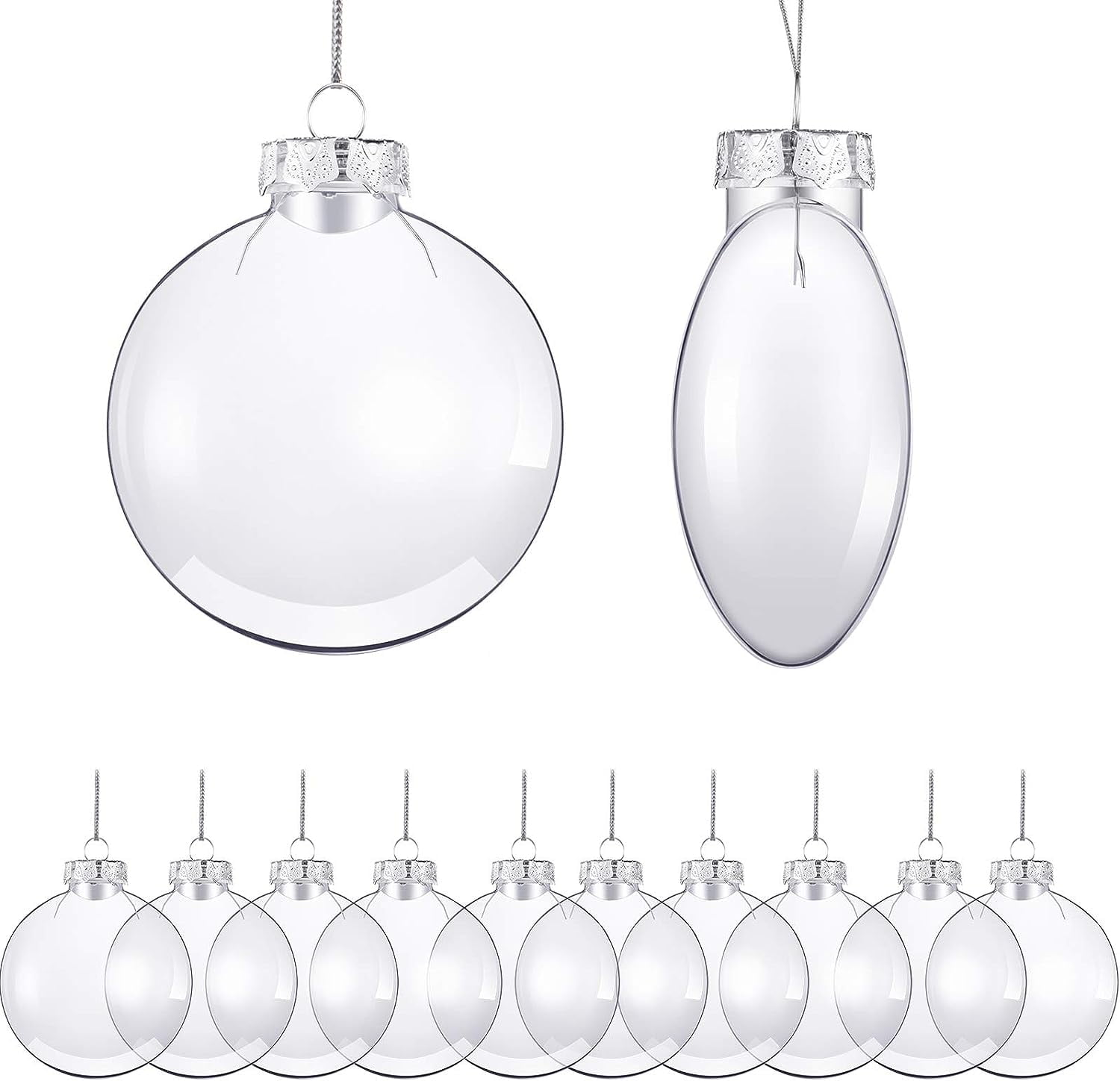12 Pack Clear Plastic Flat Disc Ornaments, 3.15 Inch Plastic Fillable ...