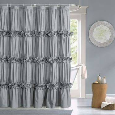 Beige Crushed Ruffle Fabric Shower Curtain (72 in. x 72 in.) - Walmart.com