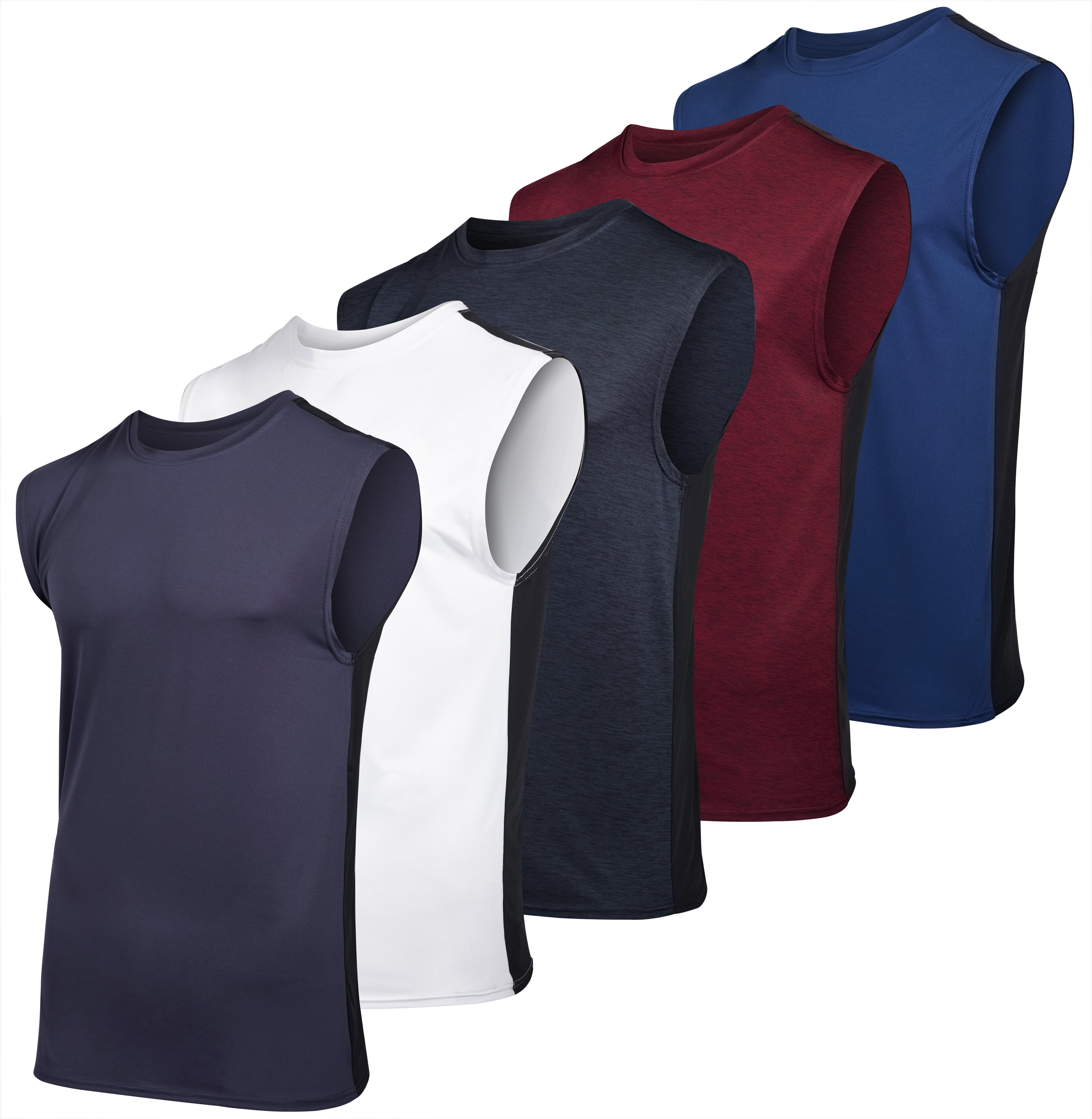 3 & 5 Pack: Men's Dry-Fit Active Athletic Tech Tank Top - Regular and ...