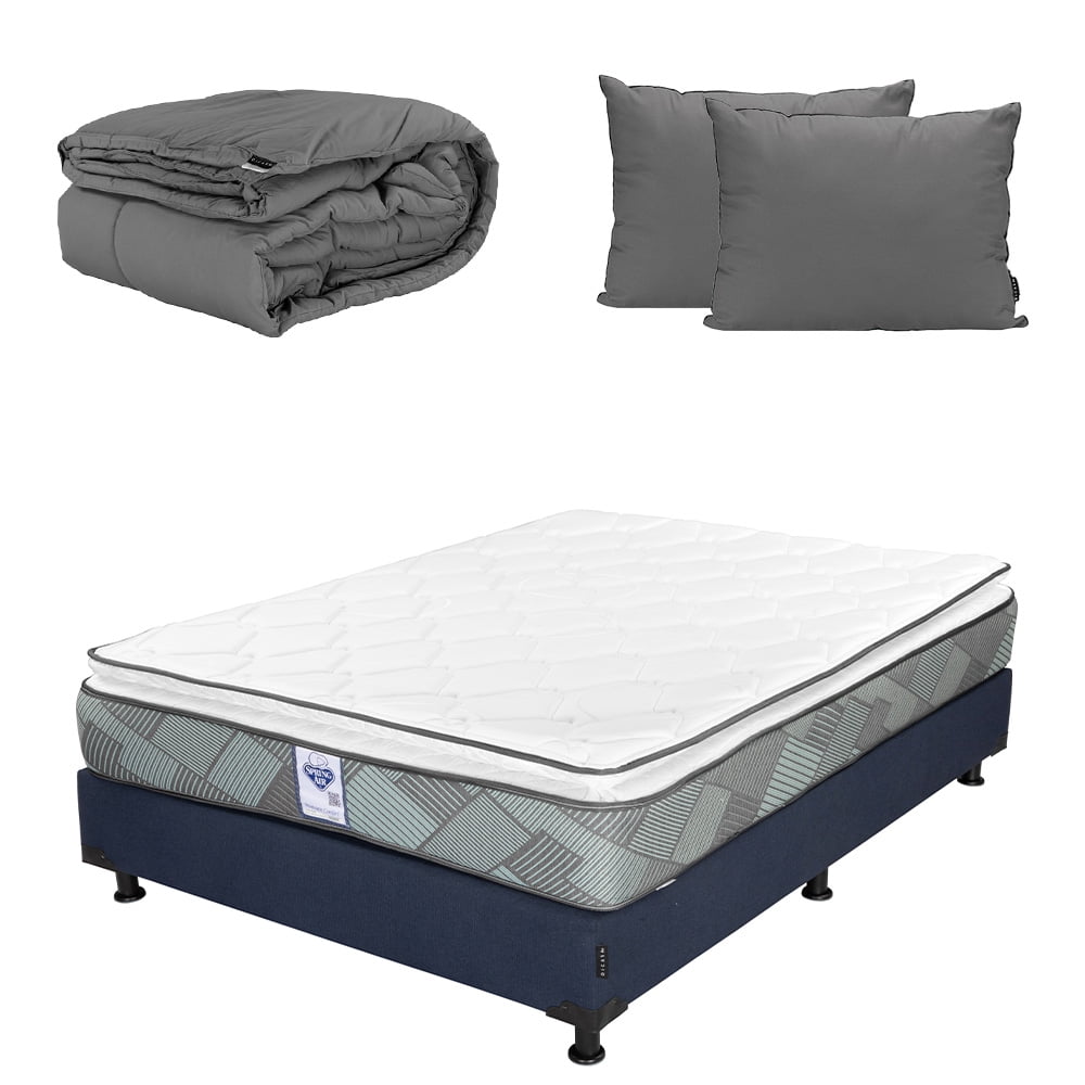 Colchón Matrimonial Spring Air Baggio + Box Base Cama + Almohada 2Pack ...