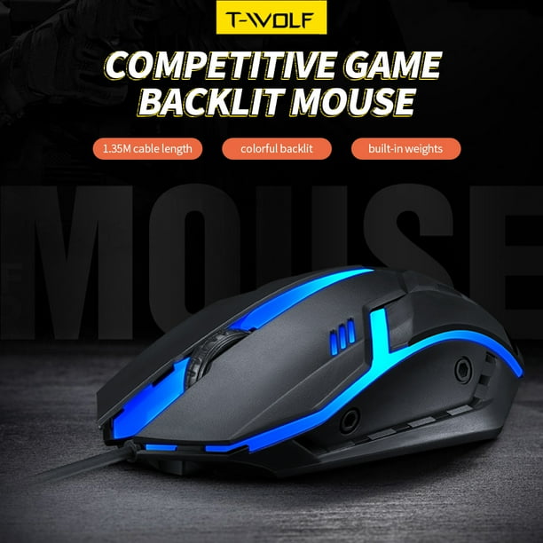 1200dpi T-Wolf V1 Gaming Wired Mouse 3 Botón 7 Flight de Fondo Colorido ...