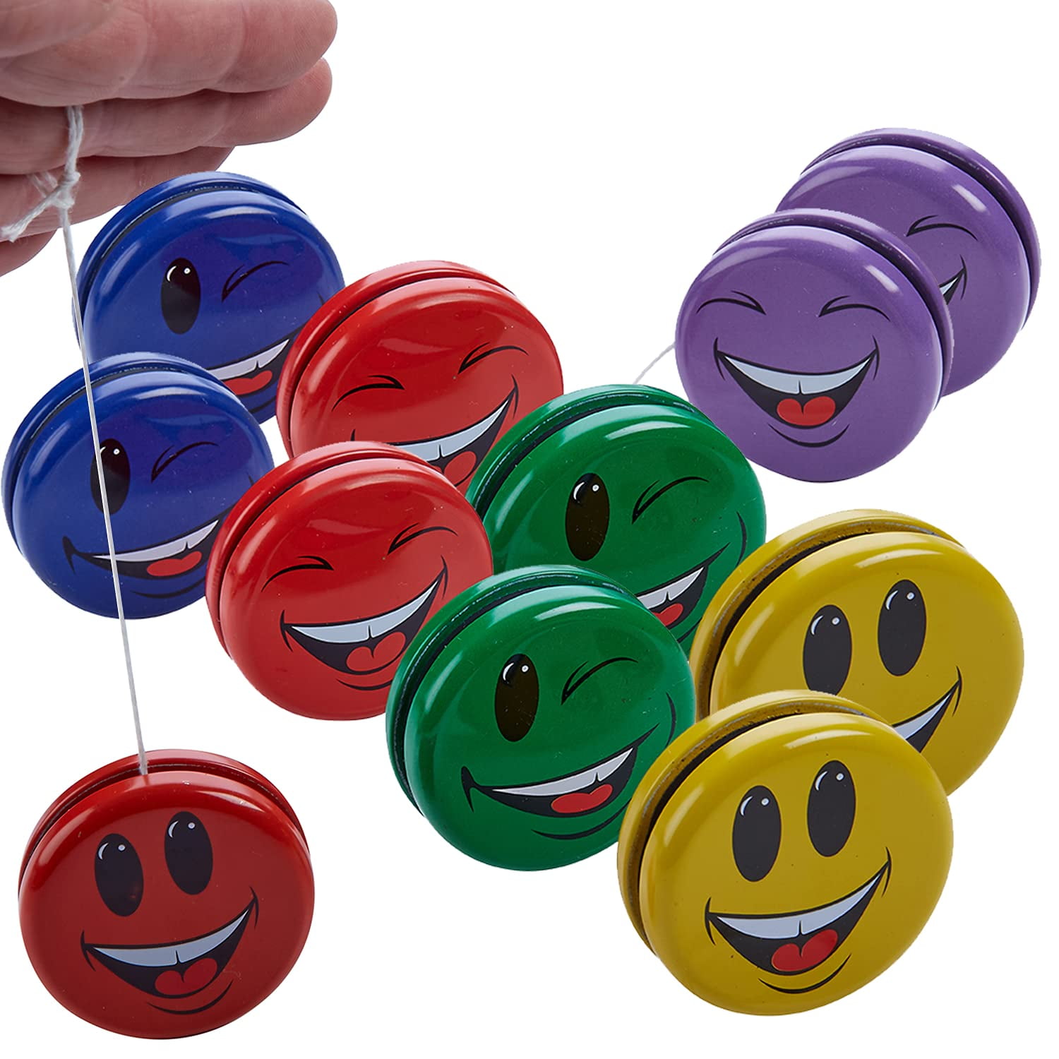 Kicko Metal Smile Face Yo-Yos - Pack of 12 Assorted Colors Happy Face ...