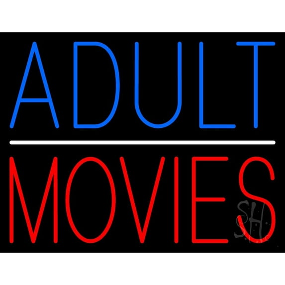 Blue Adult Red Movies LED Neon Sign 15" Tall x 19" Wide - inches Black ...