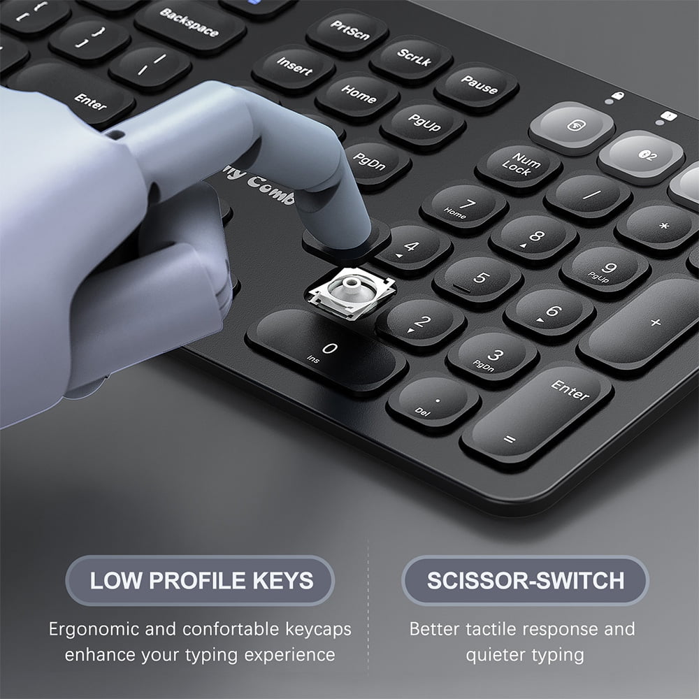 Buy Jelly Comb Wireless Keyboard, Rechargeable Full Size Multi-device 2 ...