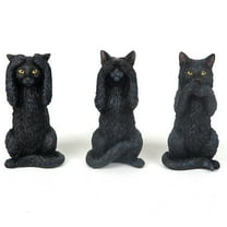 3 Wise Black Kittens Cat - Hear, Speak, See No Evil - Figurine ...