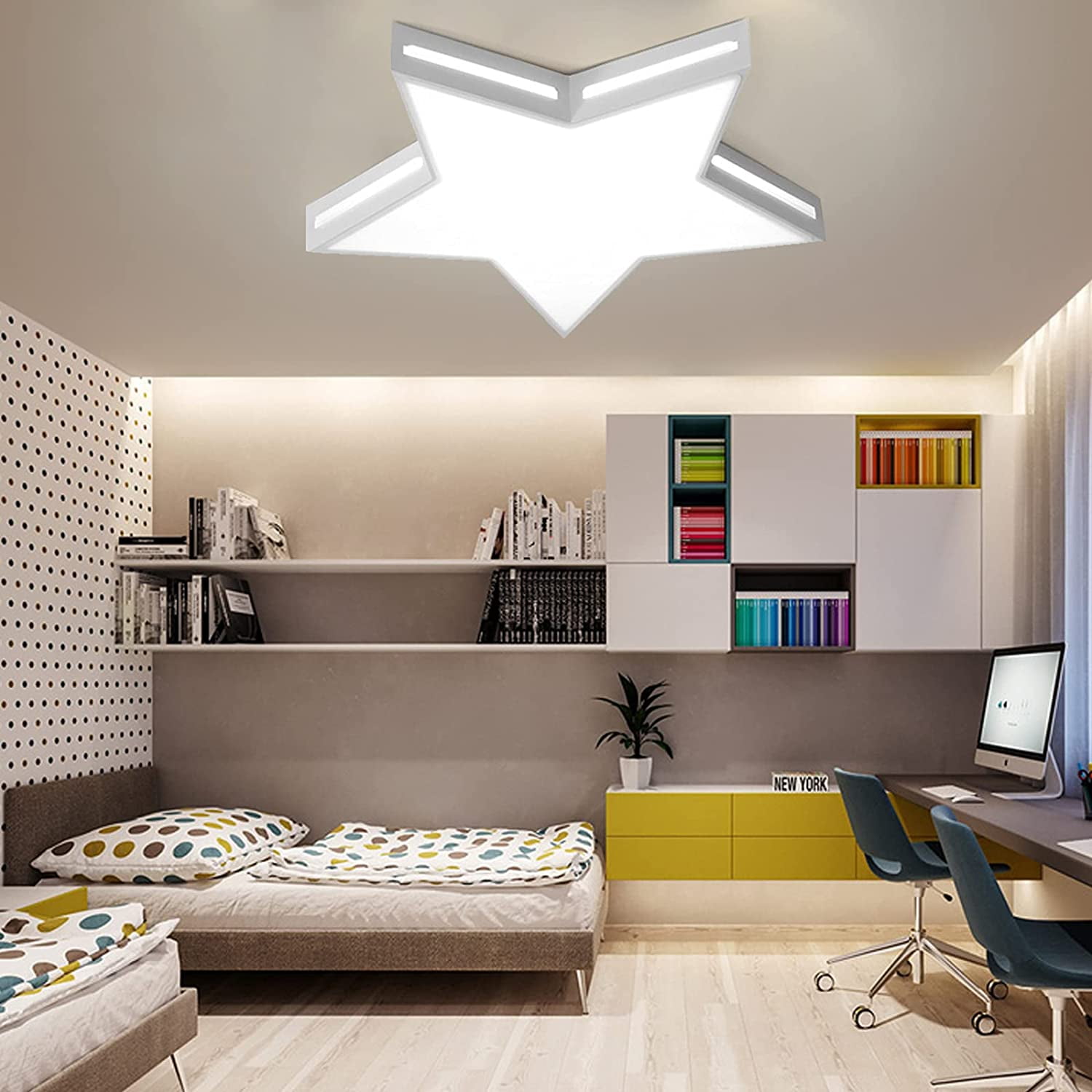 Miumaeov Modern White Acrylic Ceiling Light Creative Five-Pointed Star ...