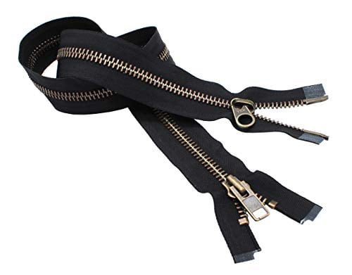 YKK #10 Extra Heavy Duty Antique Brass Parka"2-Way" Dual Separating Jacket Zipper Color Black (1 ...