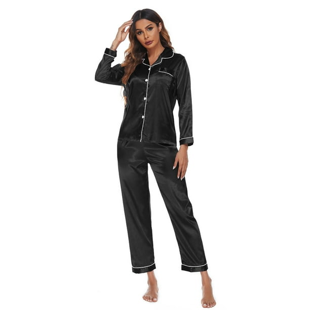 Women's Soft Pajamas Set Silky Sleepwear Long Sleeve Party Pjs - Walmart.ca