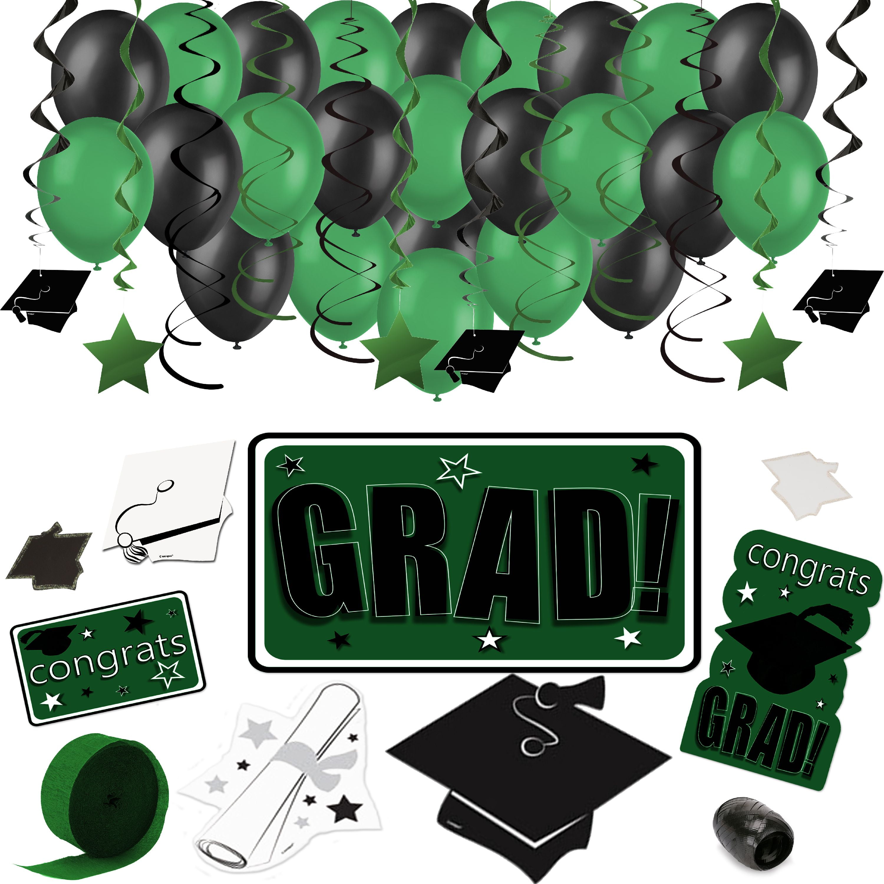 Congrats Grad Deluxe Graduation School Colors 68pc Decoration Pack ...