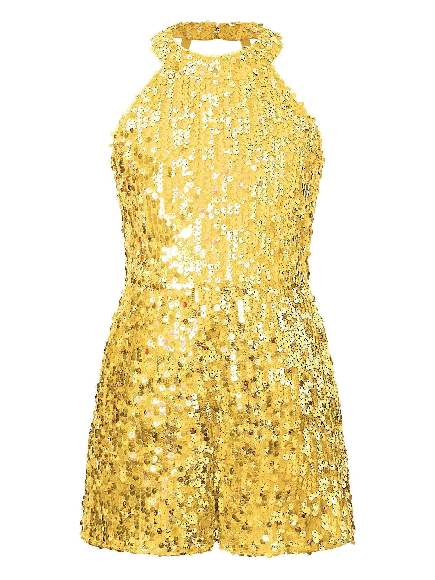 CHICTRY Girls Halter Neck Sparkle Sequins Romper Backless Pageant ...