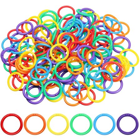 210 Pieces Plastic Loose Leaf Rings Multi-Color Binder Rings Plastic ...