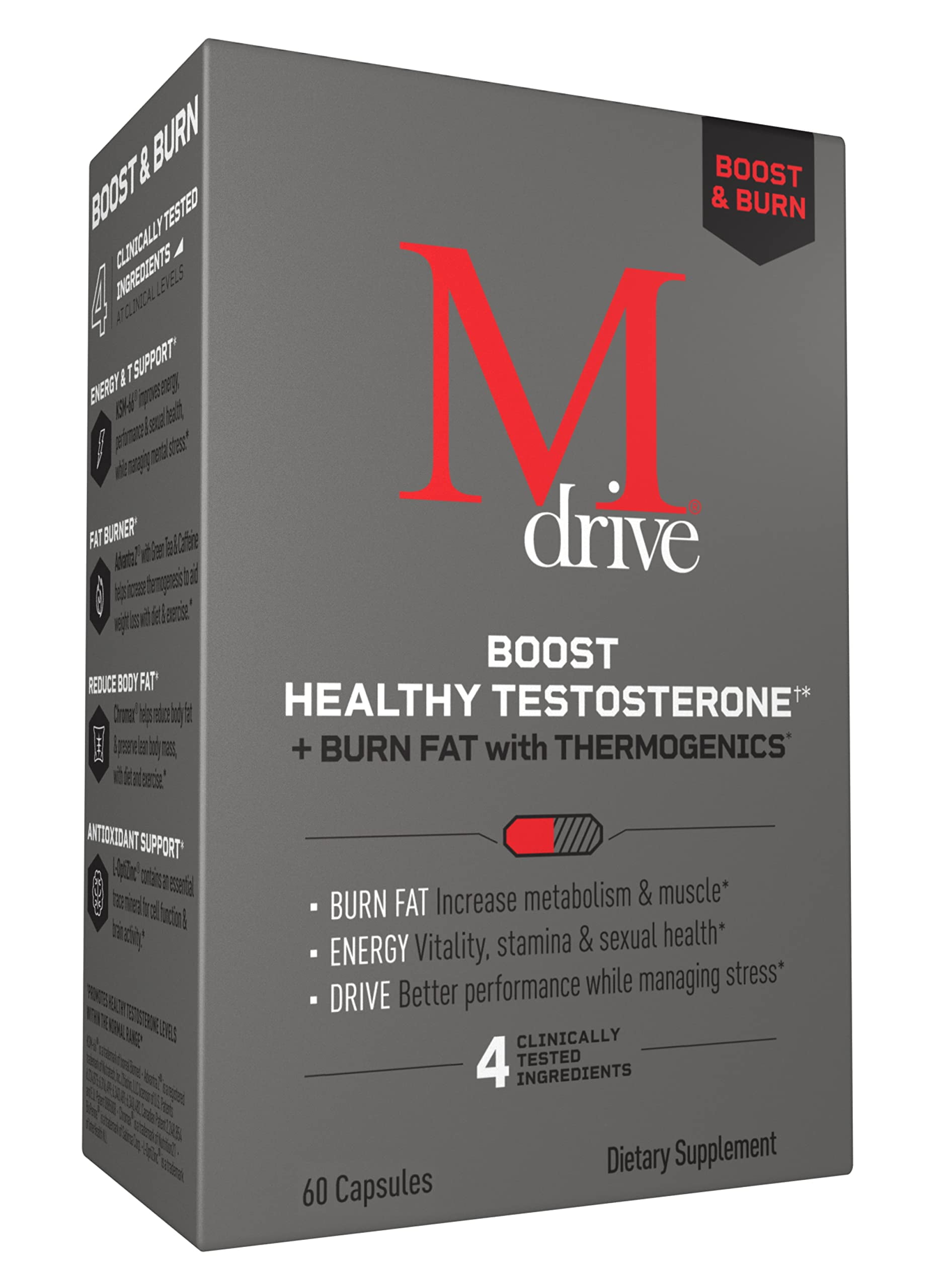 Mdrive Boost and Burn Testosterone Booster and Fat Burner for Men ...