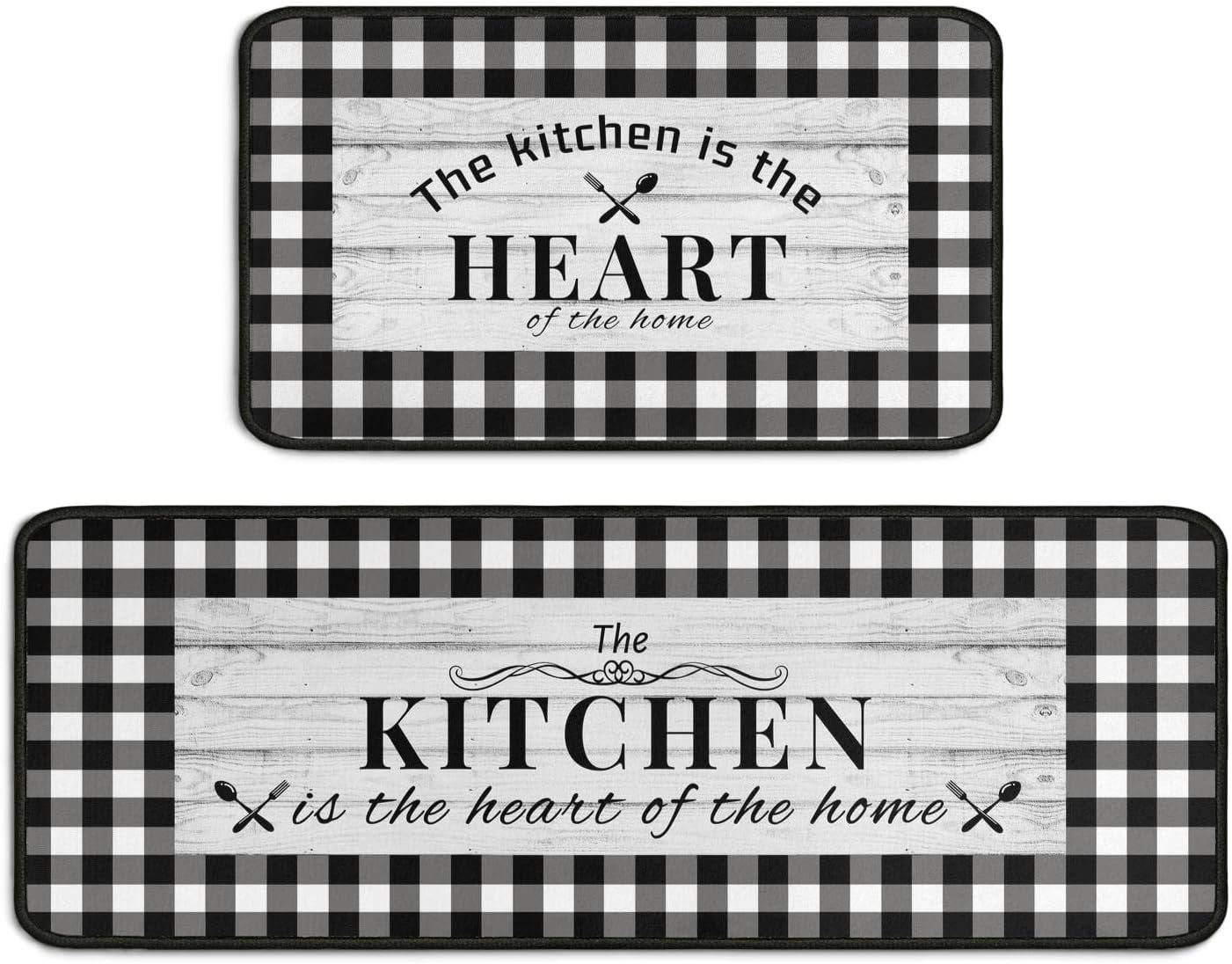 Black and White Kitchen Rugs, Buffalo Plaid Kitchen Rug, Fun Kitchen ...