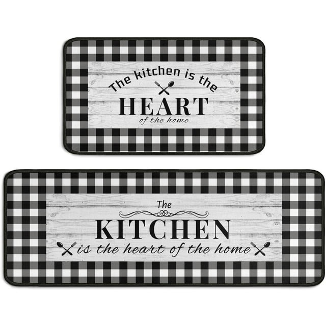 Black and White Kitchen Rugs, Buffalo Plaid Kitchen Rug, Fun Kitchen ...