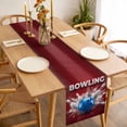 Bowling Cotton Linen Table Runner Vintage Bowling Bottles Ball Red ...