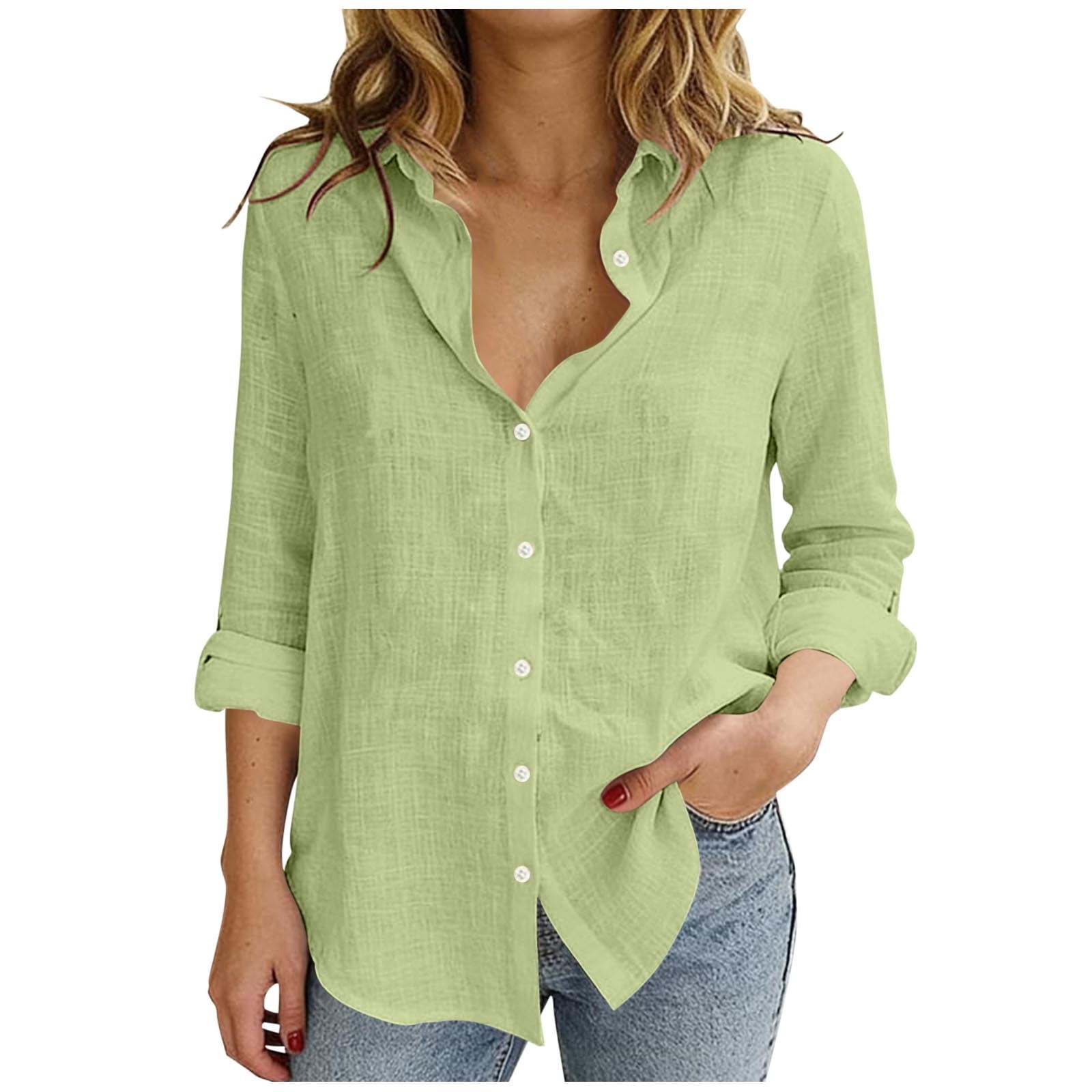Click here for Unbranded Linen Button-Down Shirt For Women Long S... prices