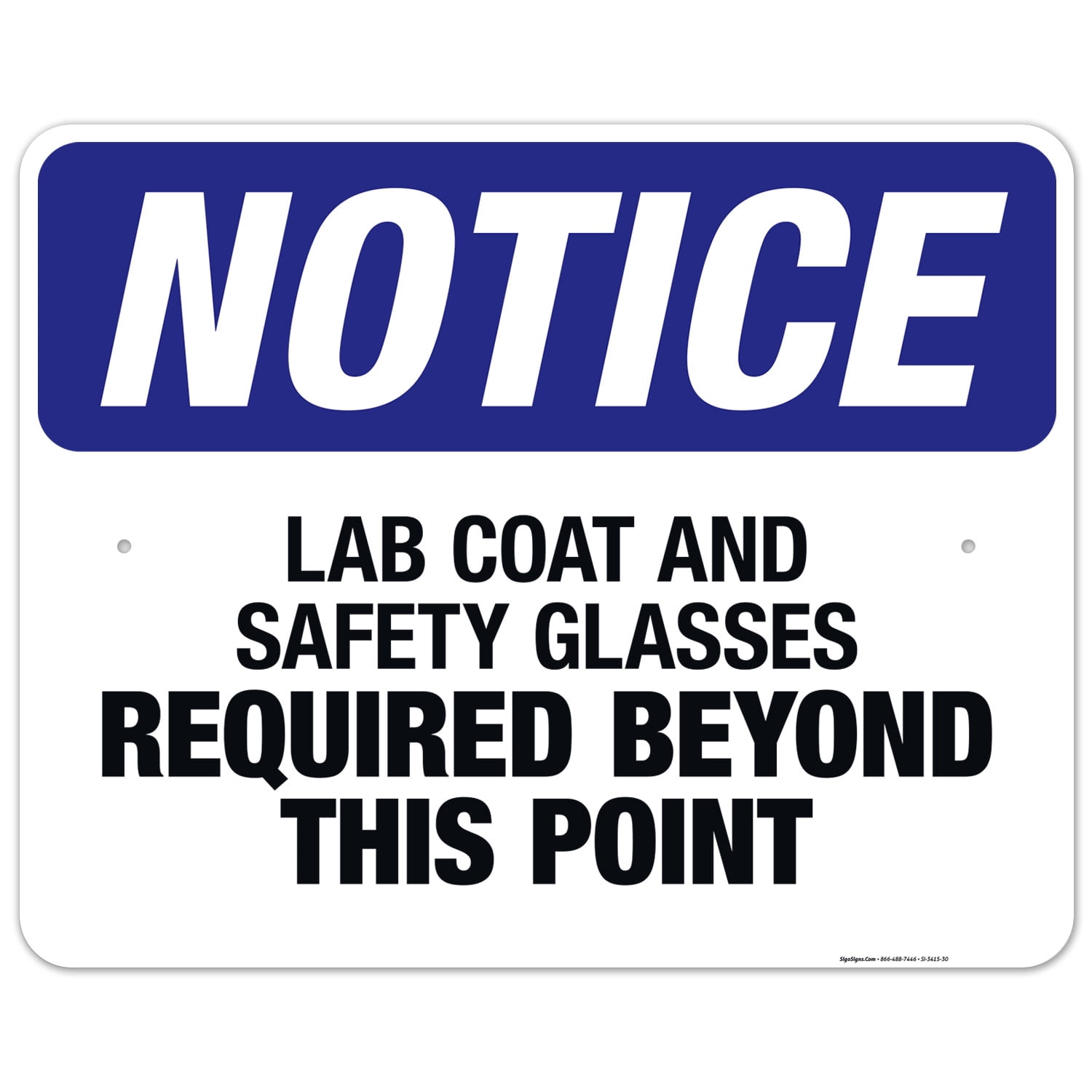 Lab Coat And Safety Glasses Required Sign, OSHA Sign, 24x30 Aluminum ...