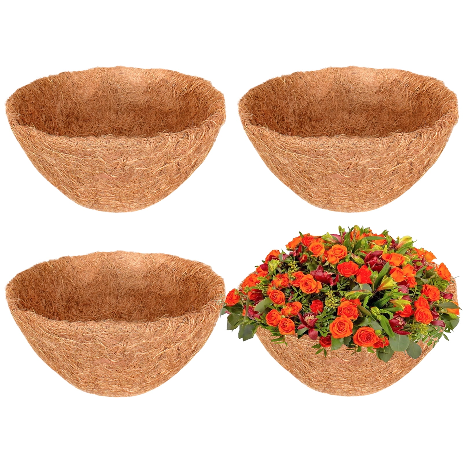 ZeeDix 4PCS 20Inch Coconut Liners Coco Coir Hanging Basket Liners 100% ...