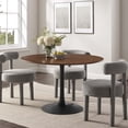 48 Inch Dining Table, Brown Black, Wood, Metal Steel, Round, Mid ...