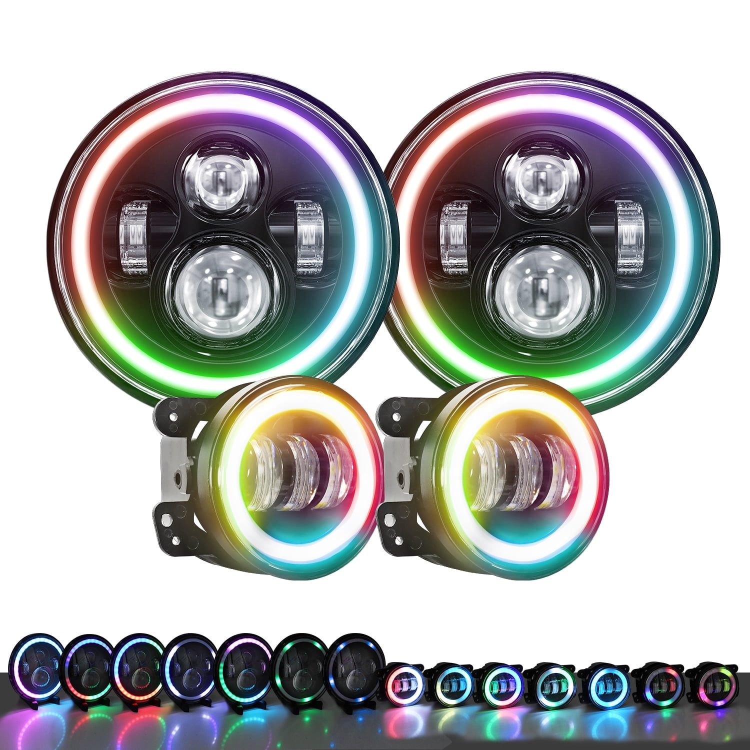 Faro de coche Faros delanteros LED de 7 pulgadas y luces antiniebla de ...