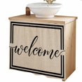 Beige Welcome Cabinet Curtains 35"W x 35"L, Modern Minimalist Black ...