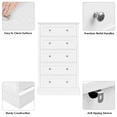 Homfa Vertical 5 Drawer Dresser, White Wood Upright Storage Cabinet for ...