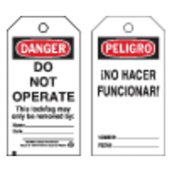 Brady Danger Tag,5-3/4 x 3 In,OSHA,Brs,PK25 66050 - Walmart.com