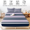 Cal.King Size Fitted Sheet Set - Navy Blue Purple Striped 3 Piece ...