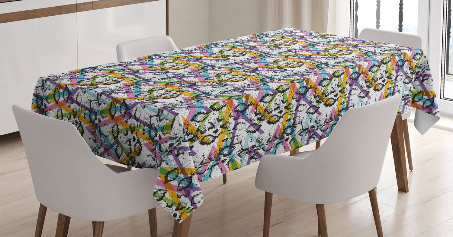 Animal Print Tablecloth, Abstract Snake Skin Pattern with Colorful ...