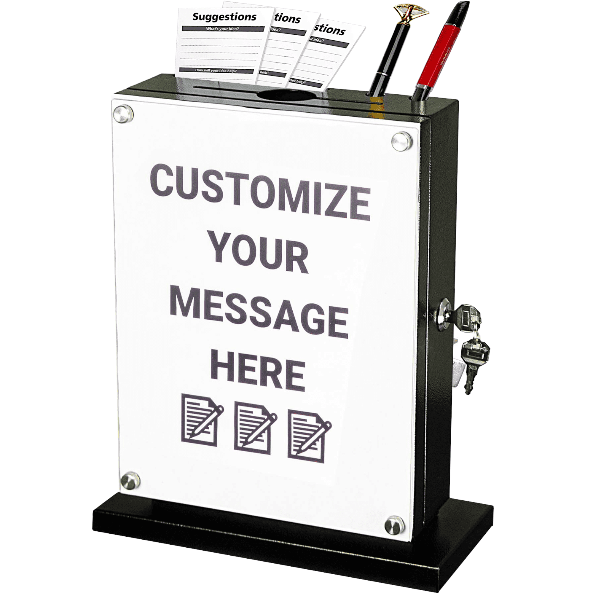 Steel Suggestion Box With Lock - Comment Box with Acrylic Board (Black ...