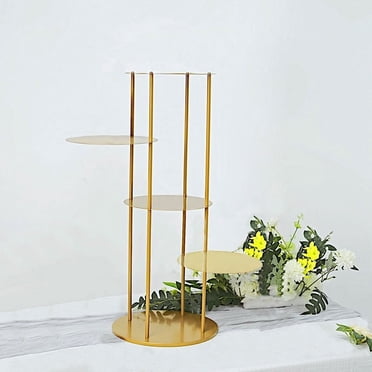 BalsaCircle 23 in Gold 3 Tier Round Metal Cake Dessert Stand Clear ...