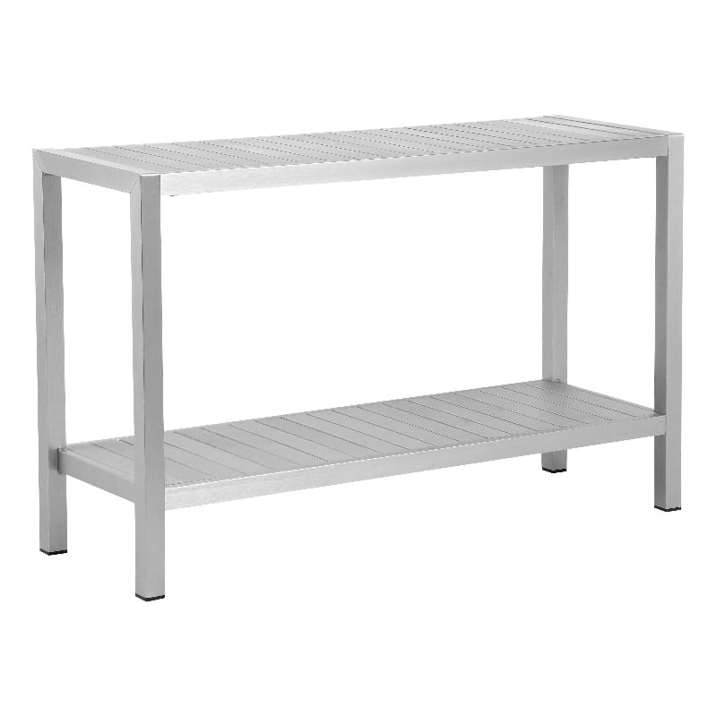 Pangea Home Joseph Modern Aluminum Console Table in Silver and Brush ...
