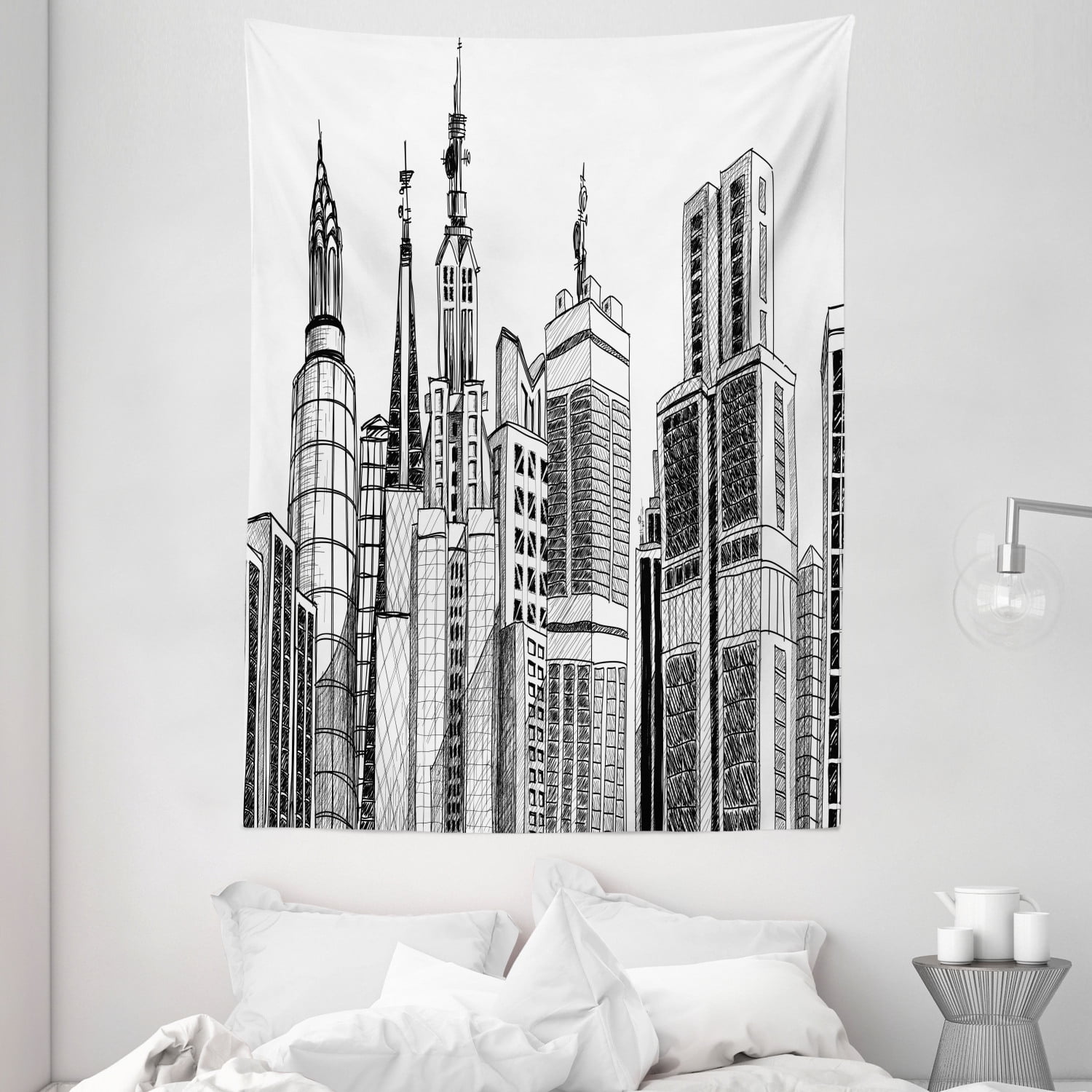 Cityscape Tapestry, Urban Arhitecture Sketch Skyscraper Metropolis ...